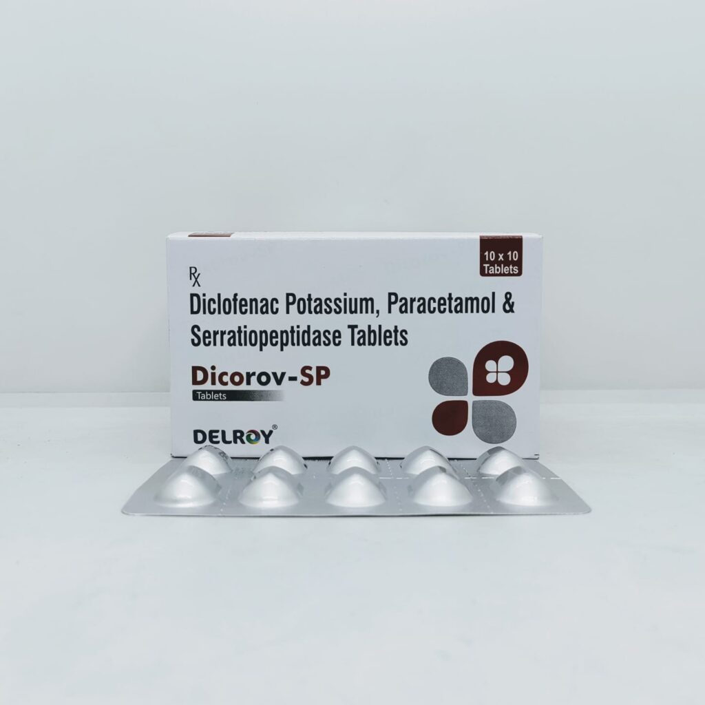 Dicorov-SP Tablet | Diclofenac, Paracetamol & Serratiopeptidase